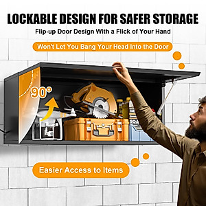 MetalMax Metal Garage Storage Cabinet Small Wall-Mounted Locking Cabinet Hanging Garage Cabinets Medicine Cabinet Lockable Steel Utility Cabinets Floating Garage Tool Cabinet 14" H Assembly Required