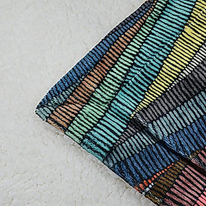 QiyI Plush Sherpa Fleece Throw, Soft Fuzzy Velvet Warm Winter Blanket for Kids Adults, Luxury Microfiber Flannel Thick Blanket for Sofa Couch Bed, 50 x 60 Inches, Wavy Bohemian Print