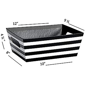 Gift Basket Making Kit Do It Yourself Diy Build Your Own Gift Basket Matching Supplies Market Tray Basket Cellophane Bag Shredded Crinkle Paper Ribbon Pull Bow BLACK AND WHITE STRIPE X-LARGE