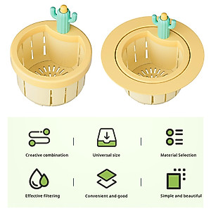Tacarlha Cactus Kitchen Sink Drain Strainer,Sink Strainer for Most Kitchen Sink Drain Basket,Easy to Clean Reusable Self-Cleaning Drain Cover Kitchen Sink Protector Drain Basket Decoration Green