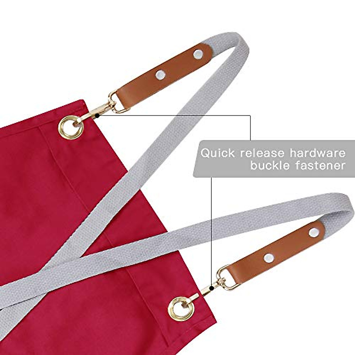 Chef Apron,Cross Back Apron for Men Women with Adjustable Straps and Large Pockets,Canvas,M-XXL (Red)