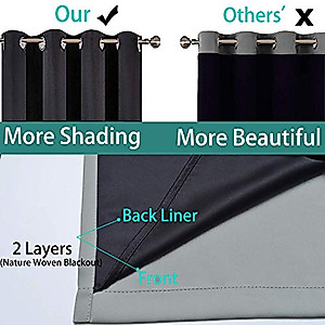 Yakamok 100% Blackout Curtains 84 Inches Long, 2 Thick Layers Heat and Full Light Blocking Soft Thermal Insulated Drapes for Bedroom(52" Wide Each Panel, Grey, 2 Panels)