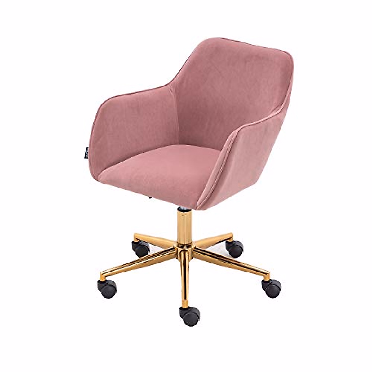 Cute Desk Chair, Velvet Office Computer Chair, Modern Ergonomic Home Task Chair with Wheels and Arms, Comfy 360 Swivel Chairs, Adjustable Hight, Vanity Makeup Chair for Home Office (Pink 2)