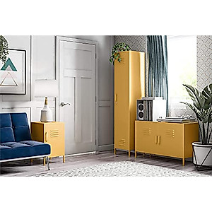 Novogratz Cache 2 Door Metal Locker Accent, Yellow Cabinet