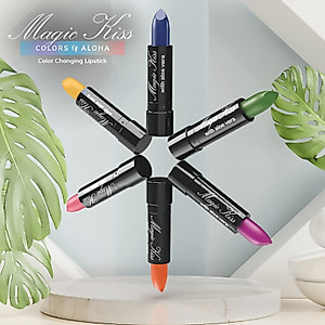 Magic Kiss Color Changing Matte 6 Piece Lipstick Set infused with Aloe Vera Made in USA (Colors of Aloha 1)