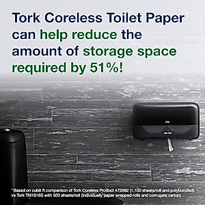 Tork Coreless Toilet Paper Dispenser Black, For Homes and Small Businesses, Fits T7 Dispensers