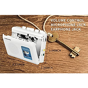 TOMASHI Portable Cassette Player Tape Recorder Walkman with Built-in Speaker,Microphone,Headphone Jack-, 4.57 x 3.54 x 1.38inch,