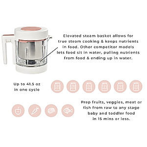 BEABA Babycook Neo, Glass Baby Food Maker, Glass 4 in 1 Steam Cooker & Blender, Comes with Stainless Steel Basket and Reservoir, Cook at Home, 5.5 Cup Capacity (Cloud)