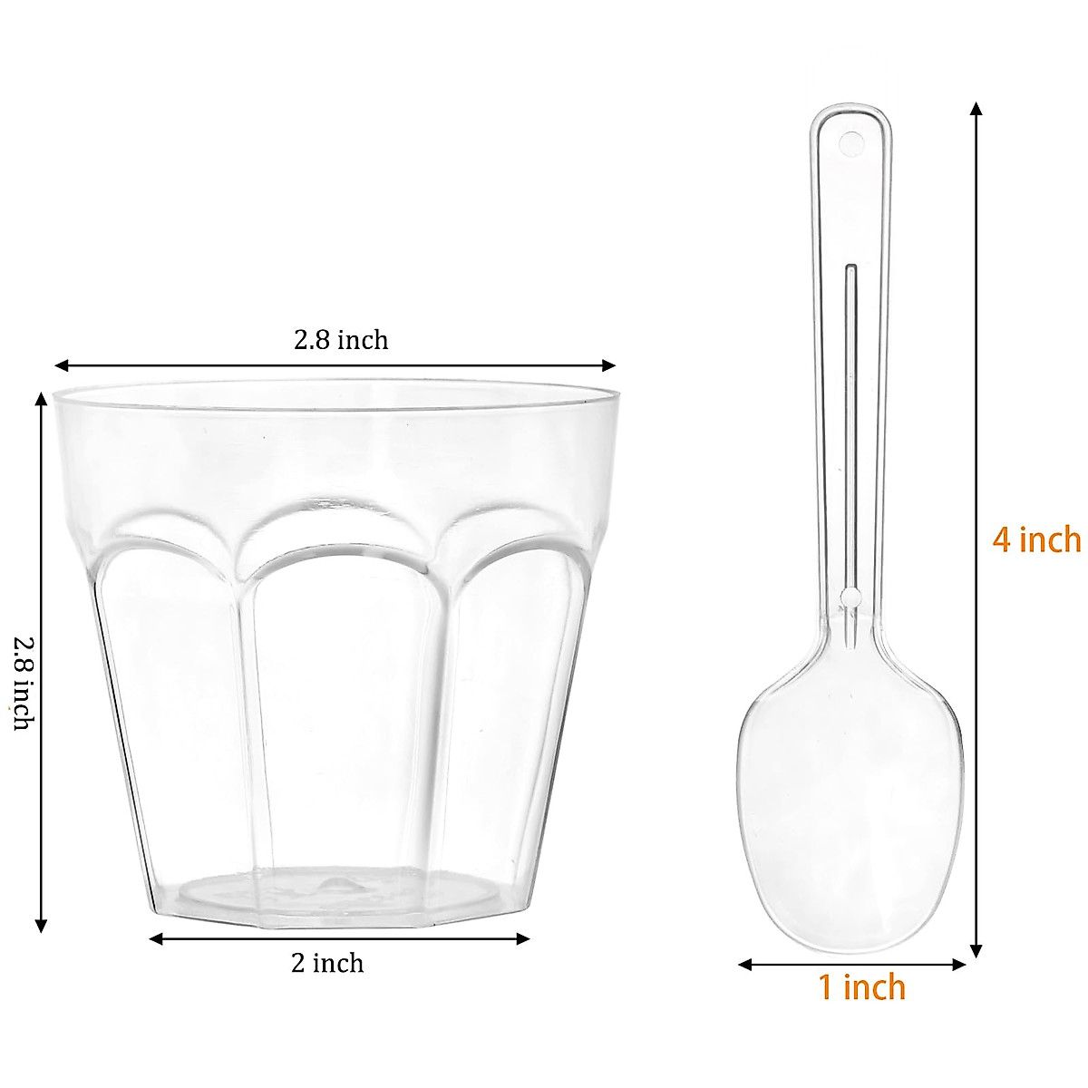 Foraineam 100 Pack 5 oz Mini Dessert Cups with Spoons, Clear Plastic Parfait Appetizer Cup, Disposable Reusable Serving Bowl for Party Desserts, Appetizers, Puddings, Mousse, Fruit Parfait