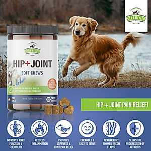 Strawfield Pets Hip + Joint Chews for Dogs Advanced Dog Joint Supplement with Glucosamine Tasty Healthy Mobility Treats Bacon Flavor 120 Count