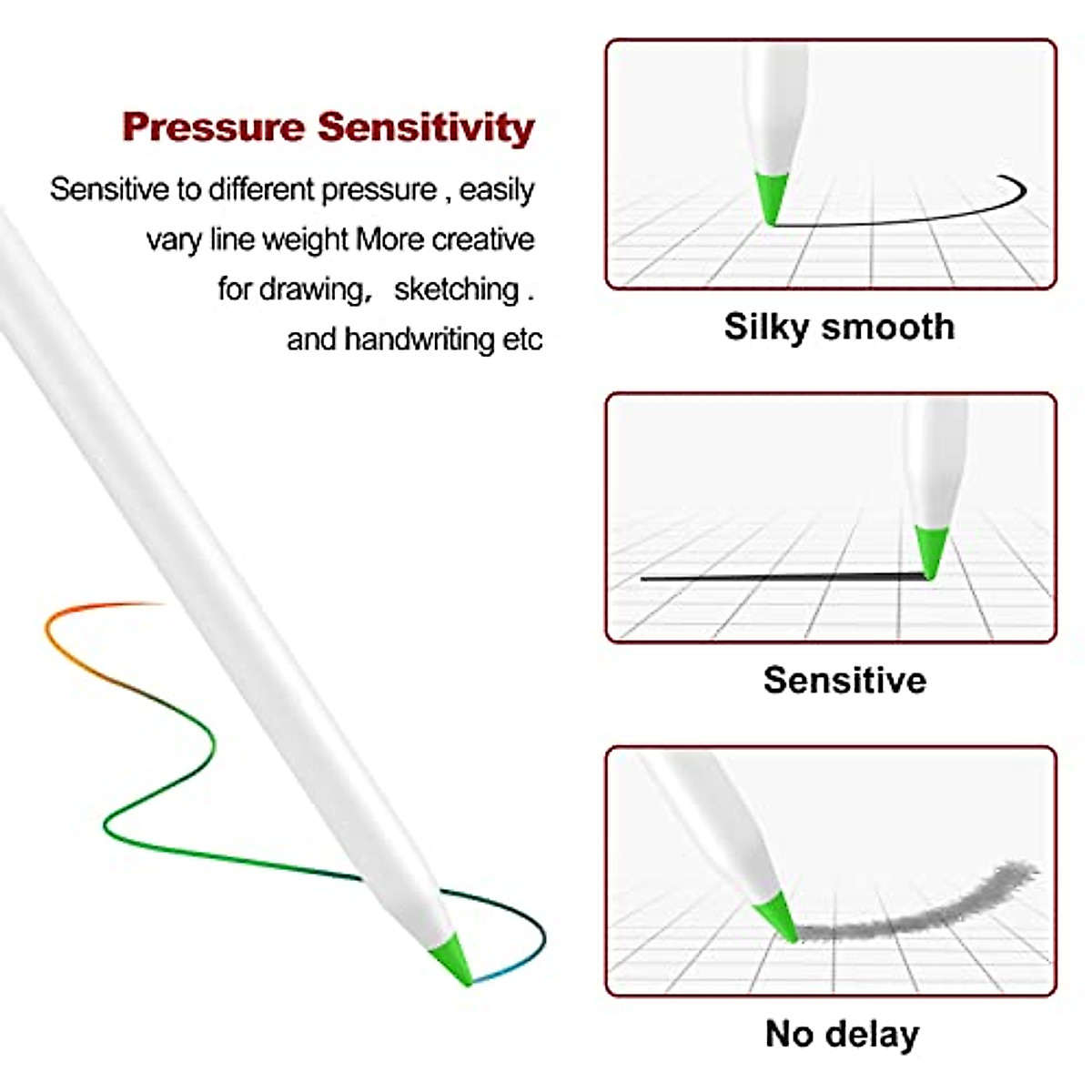 Alikiai 6 Pack Tips for Apple Pencil,Stylus Tips,Pencil Tips for iPad,Replacement Pen Nibs,Replacement Color iPencil Nibs(Red/Yellow/Purple/Pink/Green/White)