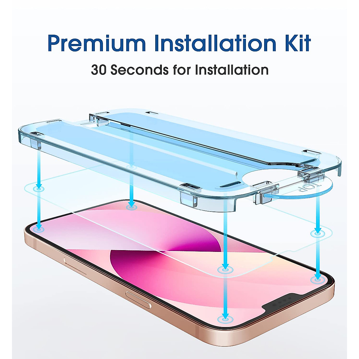 amFilm OneTouch Glass Screen Protector Compatible with iPhone 13 Mini 5.4" 2021 with Easy Installation Kit, Full Coverage Case Friendly, Tempered Glass, 2 Pack