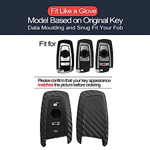 INFIPAR 2pcs Compatible with BMW X4 X5 X1 X3 X6 3 5 7 Series M1 M2 M3 M5 335 328 535 650 740 F05 F10 F20 F30 Carbon Fiber Looks Key Fob Cover Case Key Chain Protector Keyless Remote Holder Jacket