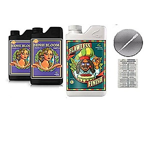 Advanced Nutrients Sensi Bloom A and B 4 Liter with Flawless Finish 1 Liter Bundle with Conversion Chart and 3mL Pipette