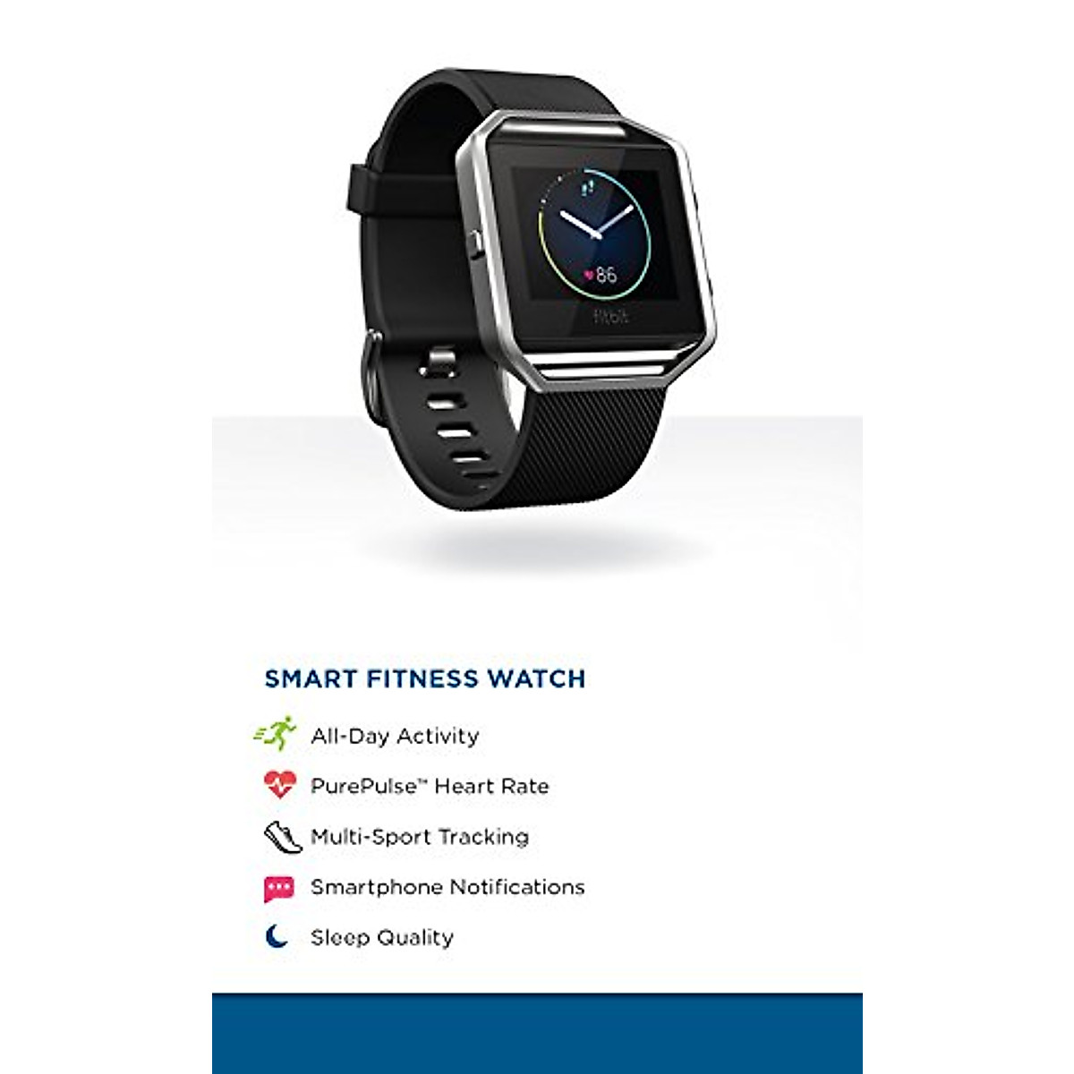 Fitbit Blaze Smart Fitness Watch,Time Display Black, Silver, Large (6.7 - 8.1 Inch)