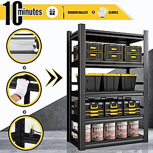 72"H|36"W Garage Shelving Unit and Storage-Easy Assembly Metal Shelves 5-Tier Rack|Heavy-Duty Adjustable Shelf|Steel Rust-Resistant Shelves for Industrial,Warehouse,Basement,Workshop Organization