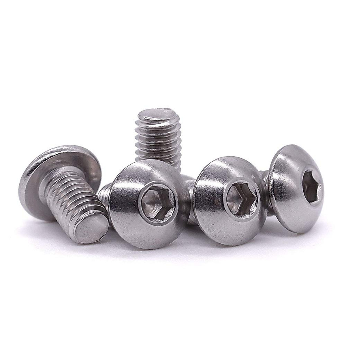 M5-0.8 x 10mm Button Head Socket Cap Screws 304 Stainless Steel 18-8 Hex Socket Cap Screws, Allen Hex Drive, Full Thread, Coarse Thread UNC, 100 PCS