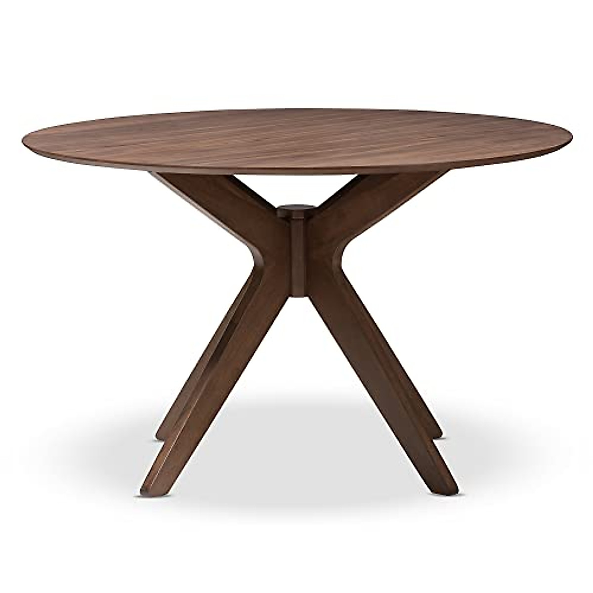 Baxton Studio Monte Mid-Century Modern Walnut Wood 47-Inch Round Dining Table