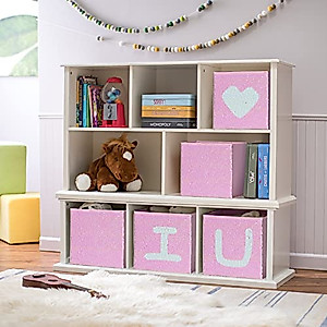 ELUCHANG Sequin Cube Storage Bins Organizer Container Foldable Fabric Closet Organizer Boxes Baskets for Shelves,Toys,Bedroom(4PCS,Pink)