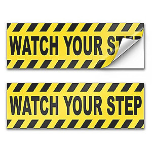 2 PC Watch Your Step - 10x3 Watch Your Step Floor Sticker - Watch Your Step Sticker - Caution Stickers - Watch Your Step Sign for Floor Outdoor/Indoor