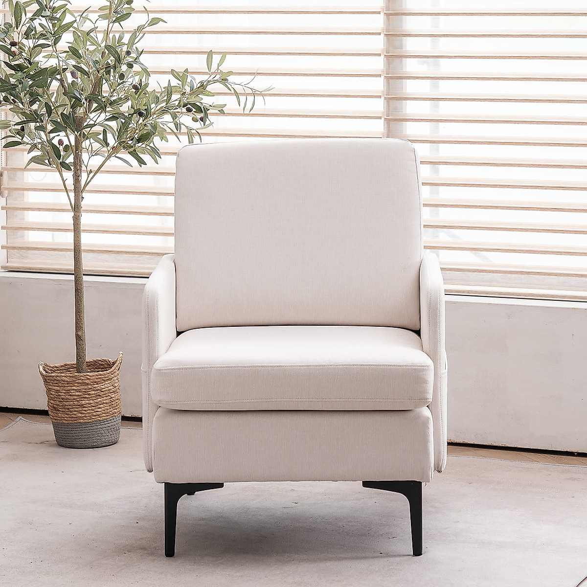 Pvillez Accent Chair, Living Room Lounge Chairs, Bedroom Chairs for Adults, Single Sofa Arm Side Chair, Modern Comfy Reading Armchair Used for Dorm Nursery Guestroom Furniture