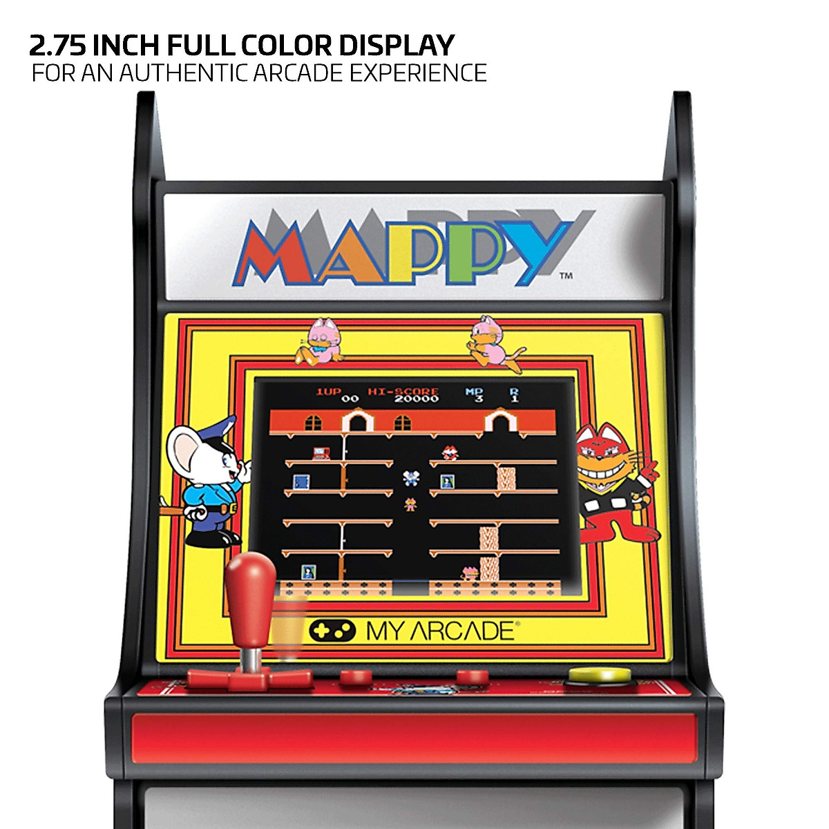My Arcade My Arcade Mappy Micro Player: Fully Playable, 6.75 Inch Collectible, Color Display, Speaker, Volume Buttons, Headphone Jack, Battery or Micro USB Powered - Electronic Games
