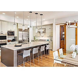 MOTINI Cylinder Pendant Light Clear Handmade Crystal 8W LED Polished-Nickel Modern Style Lighting Fixture (ETL Listed) Hanging Lights for Kitchen Island Dining Room Hallway Interior