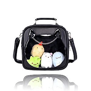 Soutrend Convertible Ita Bag for Anime Cosplay Pin Display Bag Cute Cat Women Purse Crossbody Shoulder Bag Satchel Lolita JK Bag Handbag Backpack Clear Bag with Insert