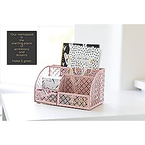 BLU MONACO Light Pink Desk Organizer - Cute and Girly Pink Desk Accessories - Office Storage for Girls and Women - Paper Storage and Office Supply Storage - Home Office