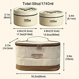 GYYGRY Lunch Box Insulated Lunch Box Stainless Steel,Leakproof,Stackable,Thermal Lunch Bag,Cutlery Set,59 Oz/1740ml,Lunch Containers Adults Women Work Camping Outdoor