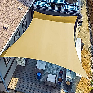 AXT SHADE Rectangle Sun Shade Sail, 8' x 12' Sand Sunshades Sails Patio Cover Canopy Shades for Outdoor Activity