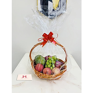 NUIBY 12 Pack 30"x40" Clear Basket Bags Package Bags Large Clear Cellophane Wrap for Baskets and Gifts, with Ribbon Bows and Greeting Cards (1.6 Mil) (30W x 40L)