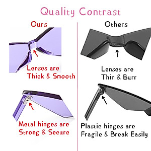 OLINOWL Triangle Thick Rimless Sunglasses One Piece Colored Transparent glasses For Women and Men