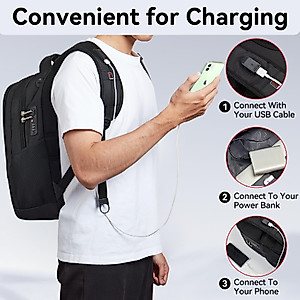 Omnpak 15.6 Inch Laptop Backpack for Men, Anti-Theft Travel Computer Bag with USB Charging Port, Water Resistant Multi-functional Business Backpack with Laptop Compartment, Black