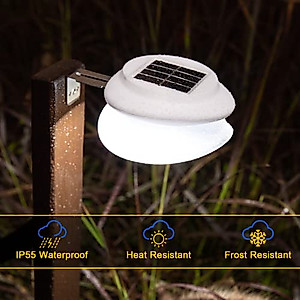 ROSHWEY Gutter Lights, 6 Pack Solar Patio Decor Lights with 9 LED Waterproof Fence Lights for Eaves Garden Landscape Pathway (Cool White)