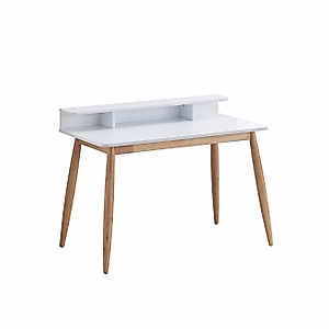 Roundhill Furniture Roskilde Storage Wood Office Desk, White