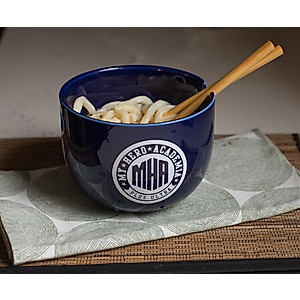 JUST FUNKY My Hero Academia U.A. High School Japanese Ceramic Dinnerware Set | Includes 16-Ounce Ramen Bowl and Wooden Chopsticks