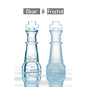 Gamie Glass Chess Set, Elegant Design - Durable Build - Fully Functional - 32 Frosted and Clear Pieces - Felted Bottoms - Easy to Carry - Reassuringly Stable (12 Inch)