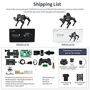 Yahboom Smart Robot Dog Raspberry Pi5 Adults AI Python Programmable 12 Joints Bionic Mechanical Dog Face Color Recognition OpenCV without Lidar (DOGZILLA S1 with Pi5-4G)