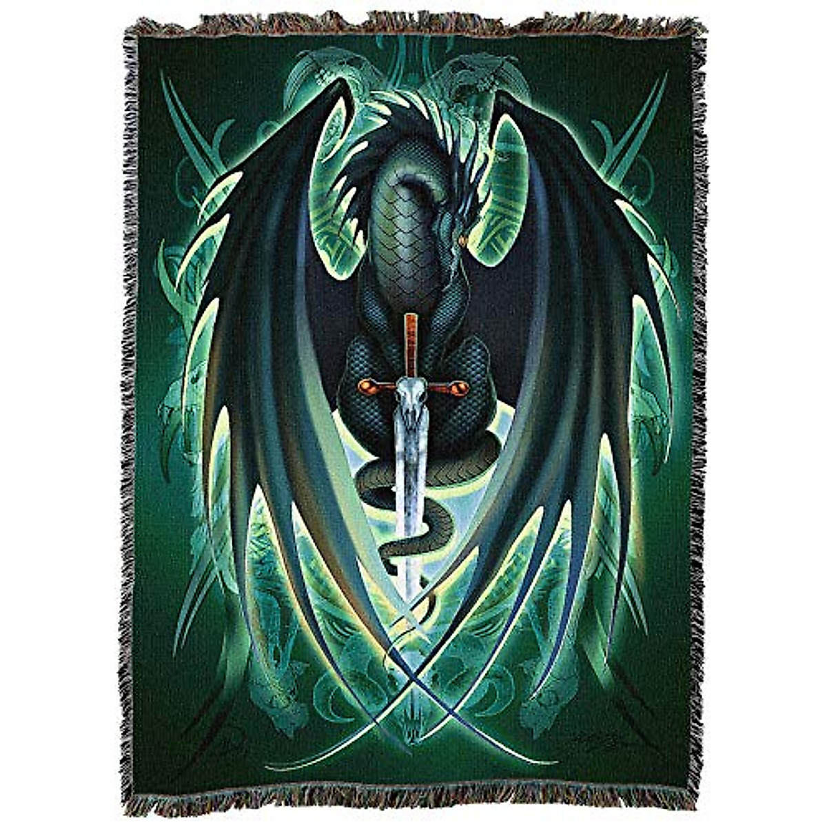 Pure Country Weavers Skull Blade Blanket by Ruth Thompson - Gift Dragon Fantasy Tapestry Throw Woven from Cotton - Made in The USA (72x54)