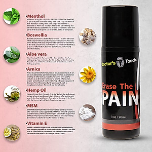 Doctor's Touch Erase The Pain Relief Roll On - Fast Acting Topical Pain Relief Roll On for Nerves, Joints, All Muscle Soreness and Discomfort - Roll on Muscle Pain Relief