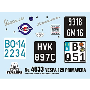 Italeri 4633 510104633-1:9 Vespa 125" Primavera, Model Building, Construction kit, Stand Model Making, Crafts, Hobbies, Gluing, Plastic kit, unpainted