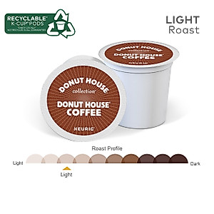 Donut House Collection, Donut House Coffee, Single-Serve Keurig K-Cup Pods, Light Roast, 48 Count (2 Boxes of 24 Pods)