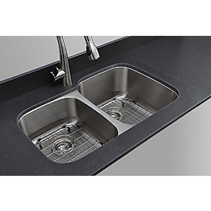Wells CMU3221-79-16-1 Craftsmen Series Kitchen Sink Package, 32" 40/60, Brushed Matte Finish