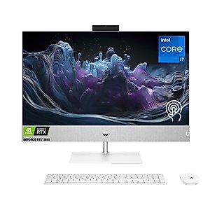 HP Pavilion 27 AIO Desktop, 27" FHD Touchscreen, Intel Core i7-13700T, NVIDIA RTX 3050, 64GB RAM, 2TB SSD+2TB HDD, Webcam, HDMI, Wireless K&M, Wi-Fi 6, Windows 11 Home