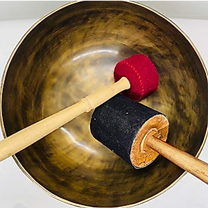 8" Large Hand-hammered Tibetan Singing Bowl for Meditation, Healing, Mindfulness, Relaxation ~ Antique Finished Bowl, Wooden Mallet, drum-stick, Silk Made Cushion