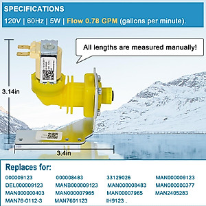 000009123 IH9123 33129026 water inlet valve assembly for manitowoc ice machines, 120V 60Hz 5W fits for I, IB, S, SD, JC, QR, SD and K Series ice machines parts