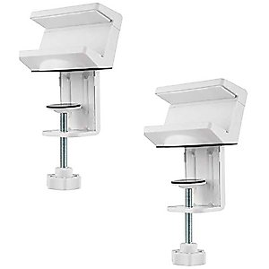 MP-MH01-2X 2 Pack Power Strip Holders with Adjustable Desk Clamp for Desktop Table - Fits 1.6" to 2.4" Power Outlet Strips | Cable Management (2 Pack White Narrow)