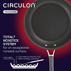 Circulon Radiance Hard Anodized Nonstick Frying / Fry Pan Set / Skillet Set - 8.5 Inch, 10 Inch, and 12.25 Inch , Gray