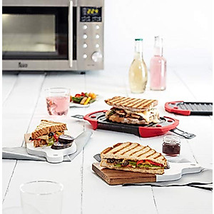 Lekue Microwave Grill, Sandwich Maker, Panini Press, 10 In x 5.7 In, Red